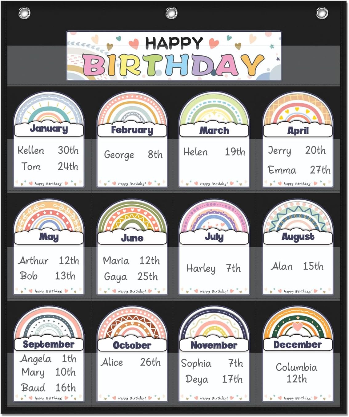 Amazon.com: amzoya Classroom Birthday Pocket Chart, Rainbow Classroom ...