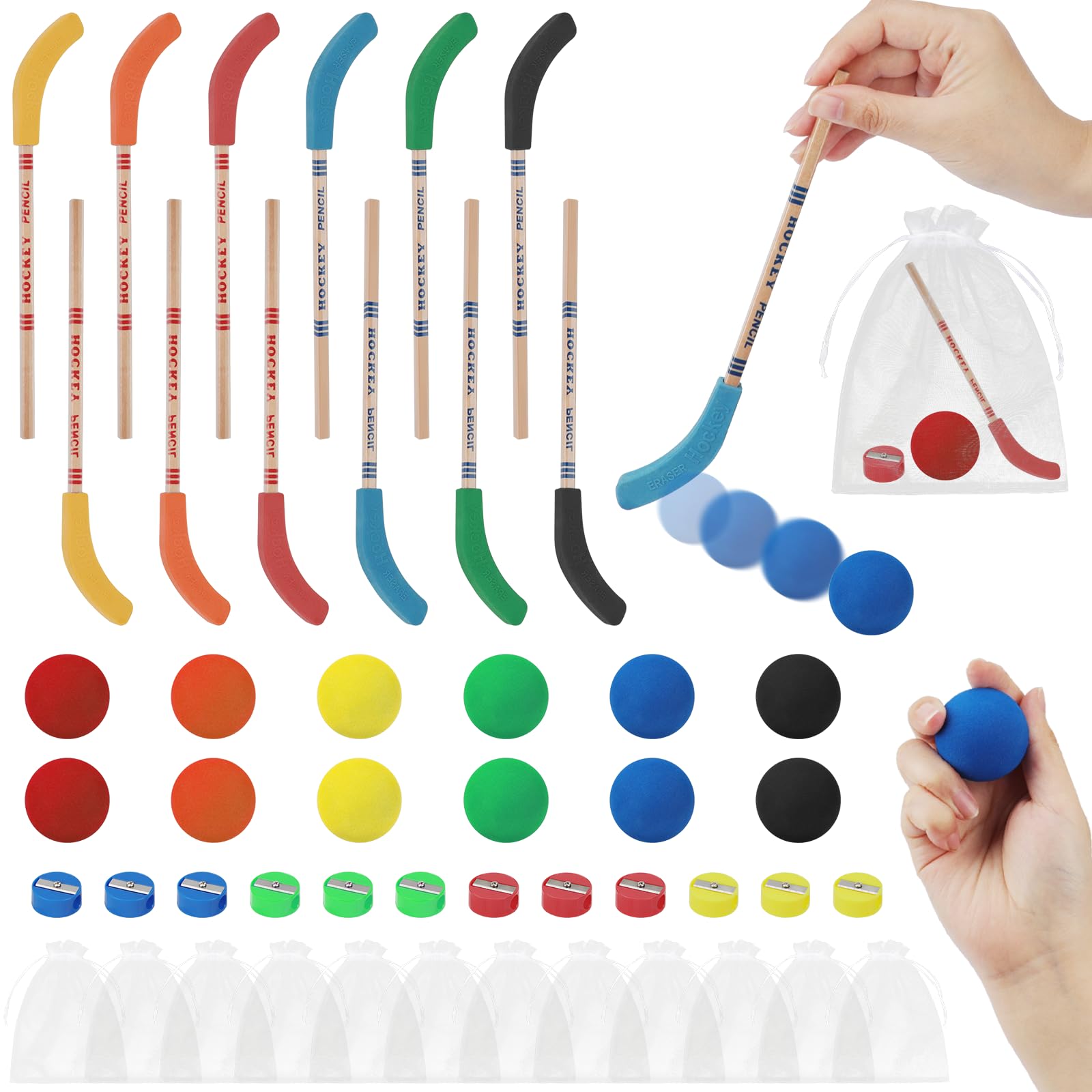 Amazon.com: 48 Pieces Hockey Themed Party Favors Multicolor Hockey ...