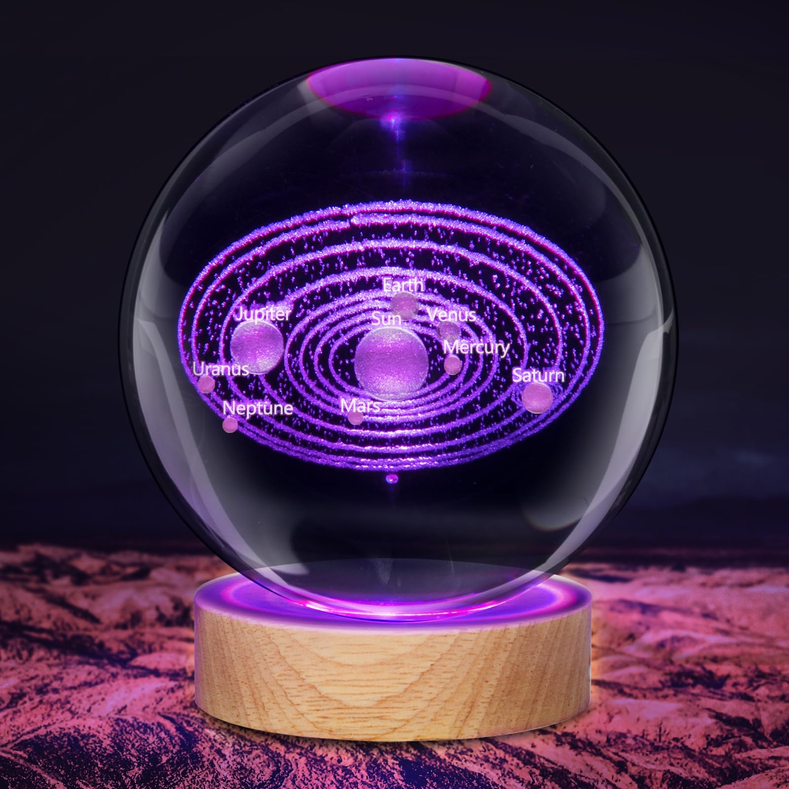 PYMIN3D 3D Metatron's Cube Crystal Ball Night Light,3.15in k9 Crystal ...