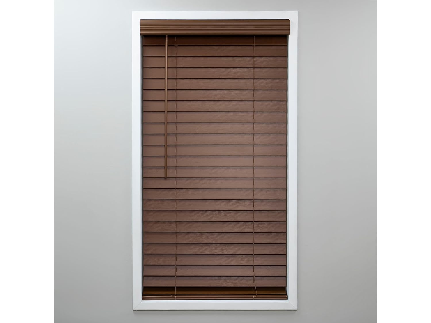 Eclipse 2in. Faux Wood Blinds, 26"W x 64"L in Dark Oak - Cordless ...