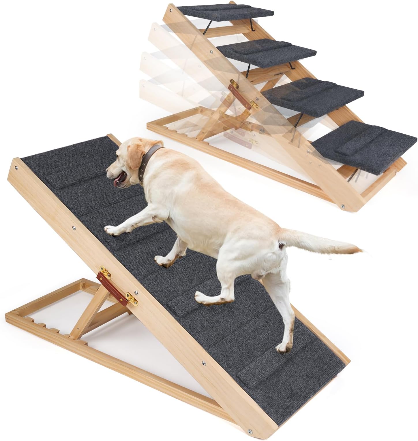Amazon.com: Dog Ramp, Adjustable Dog Steps for High Bed, Folding Dog ...