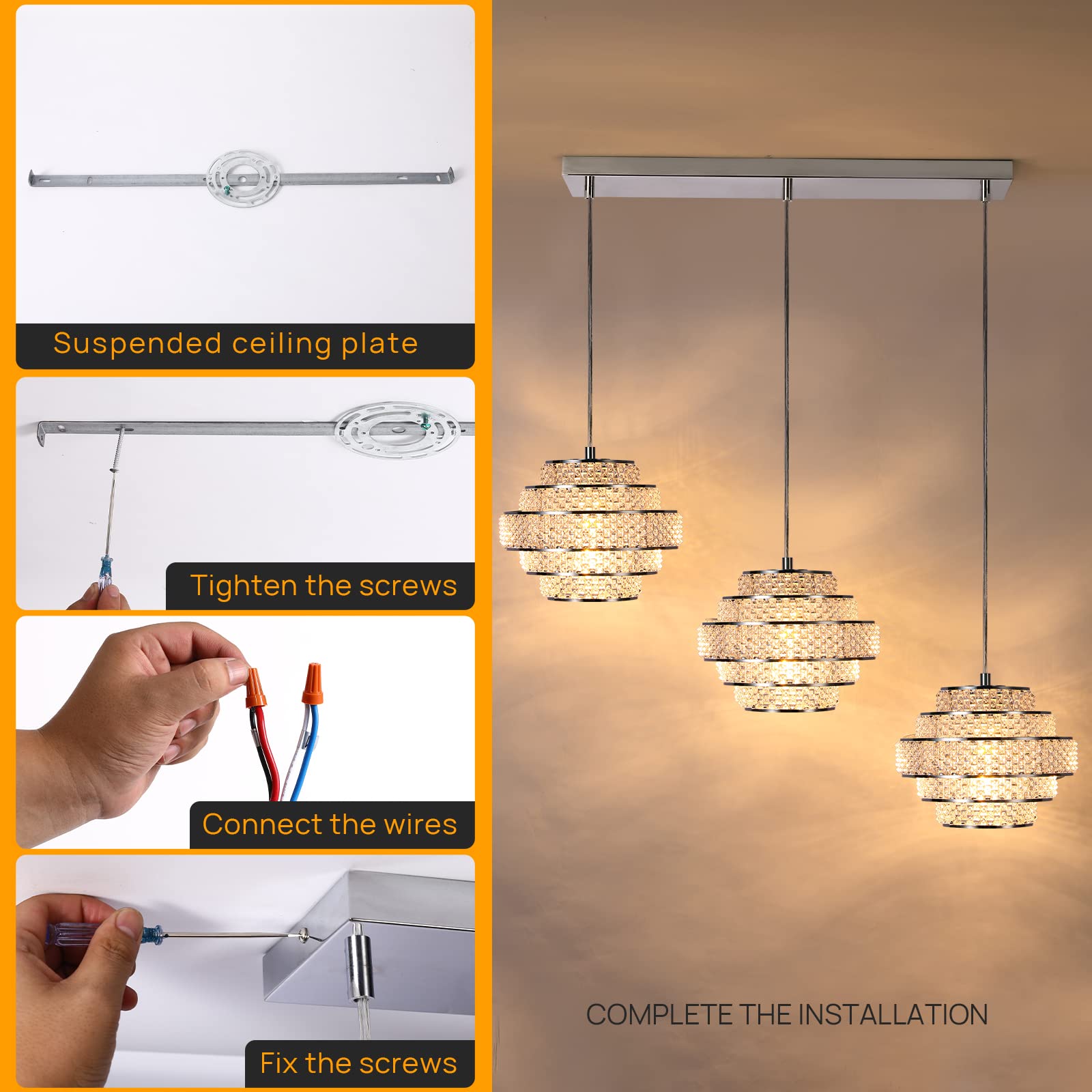 Modern Pendant Light Adjustable Height Hanging Light Fixture Acrylic ...