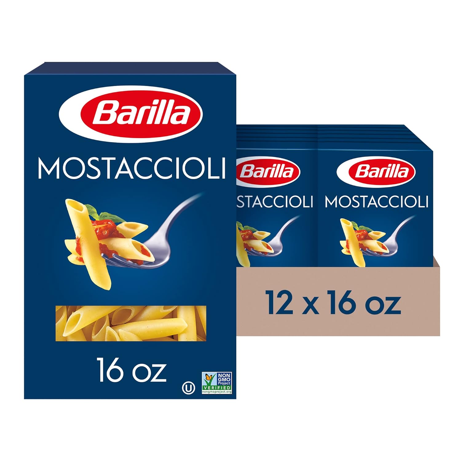 Amazon.com : Barilla Mostaccioli Pasta, 16 oz. Box (Pack of 12) - Non ...