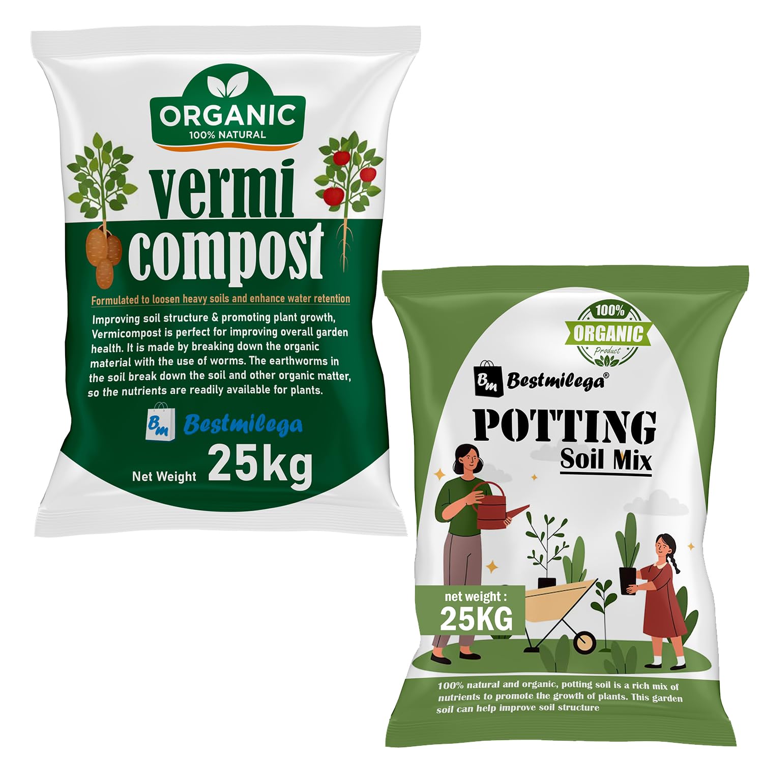 BEST MILEGA vermicompost for Plants 25kg and Organic Potting Garden ...