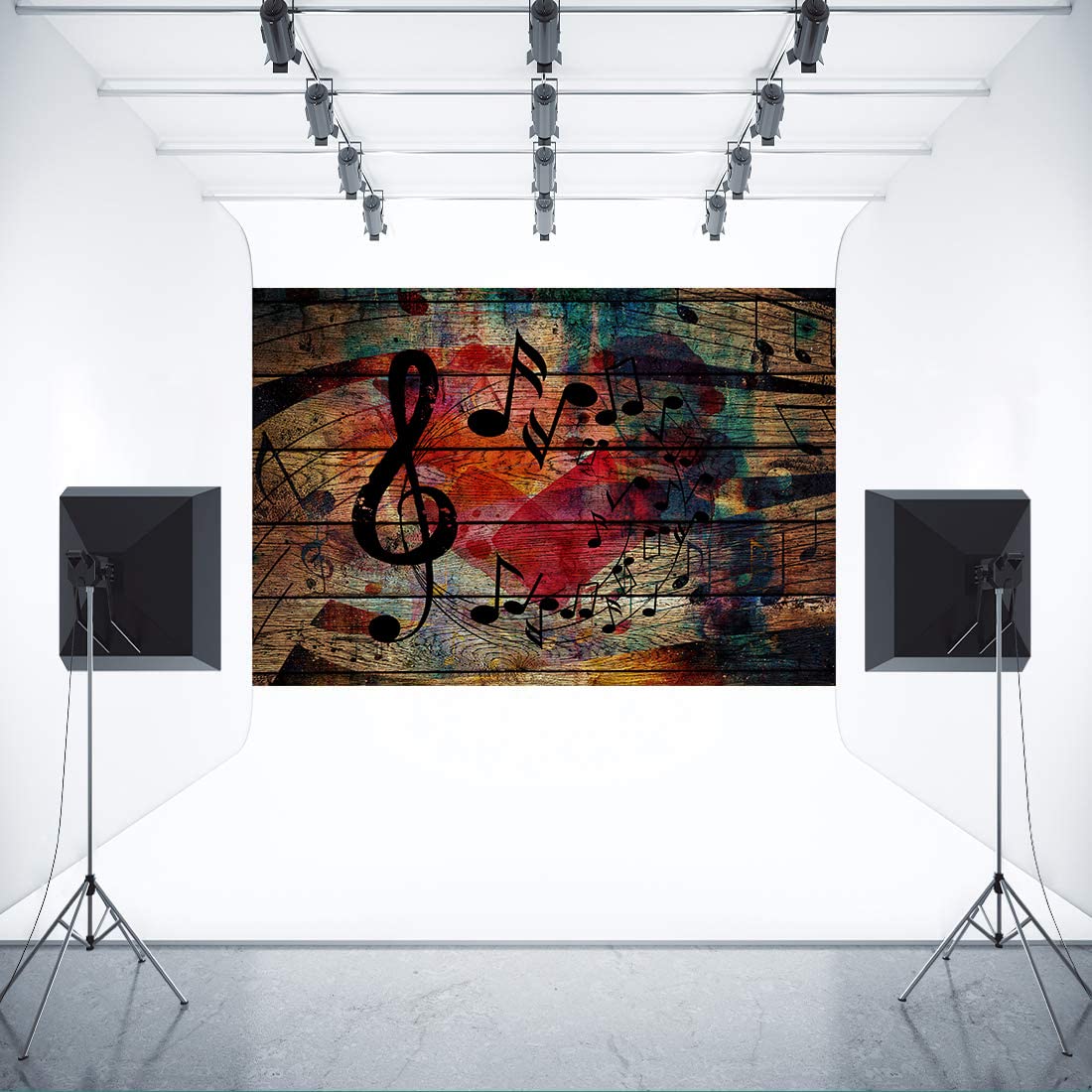 Photo Backdrop Music Party Backdrop 5x3ft - Colorful Guitar Speaker ...