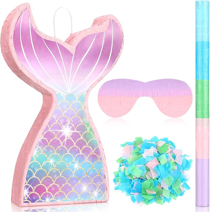 Amazon.com: Mermaid Piñata Birthday Decorations, Mermaid Tail Pinata ...