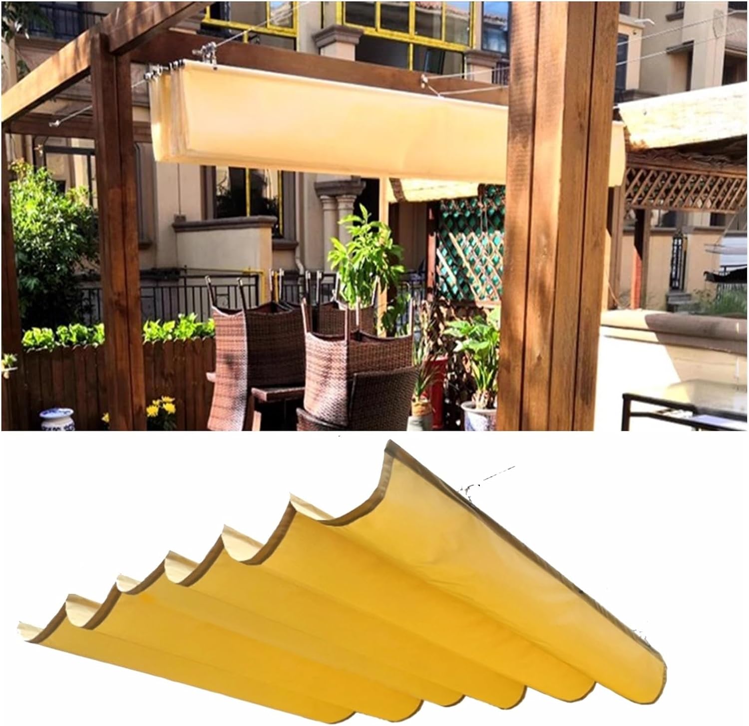Amazon.com: HJZALMI Retractable Pergola Canopy Shade Cover, Slide Hang ...
