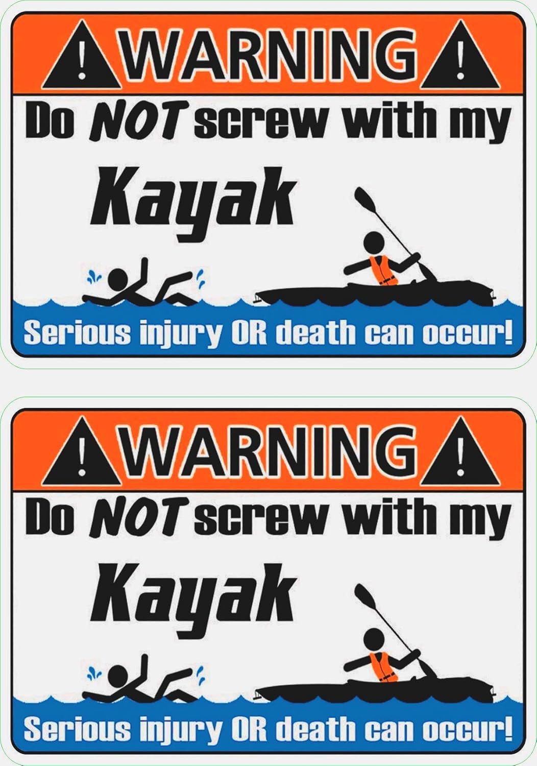 Amazon.com: 2 pcs Kayak Warning Sticker Decal, Kayak Decals for Kayak ...