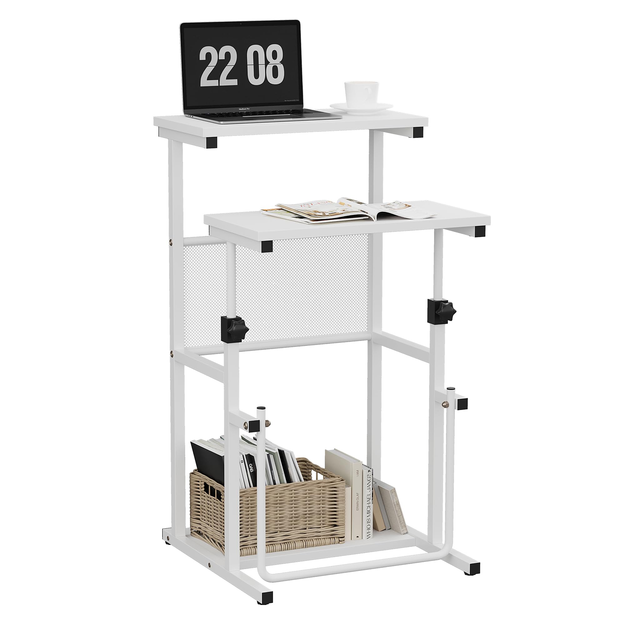 Amazon.com: Meilocar Mobile Small Standing Desk with Storage, Height ...