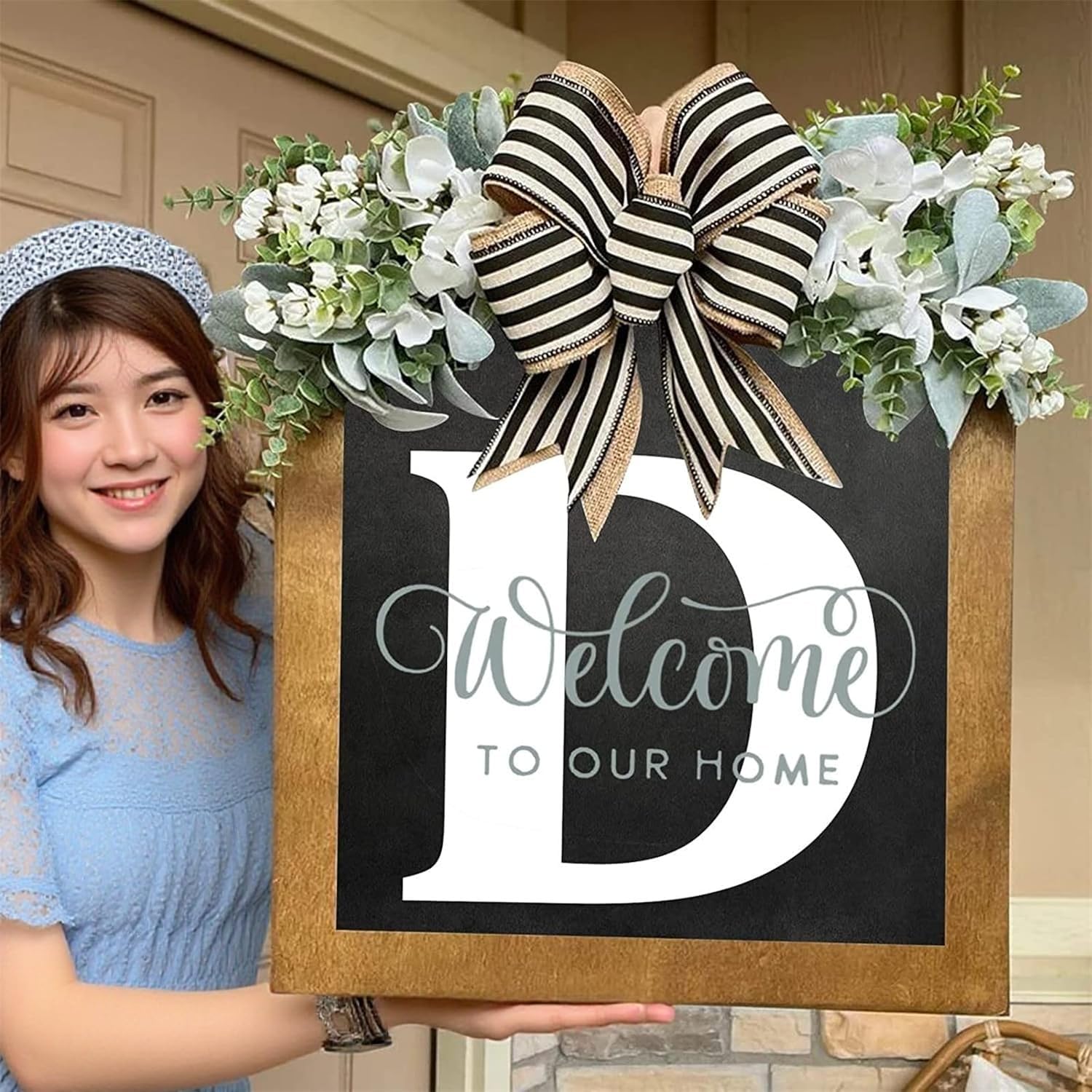Welcome Signs For Wreaths Welcome Sign Front Door Decor Rustic Round