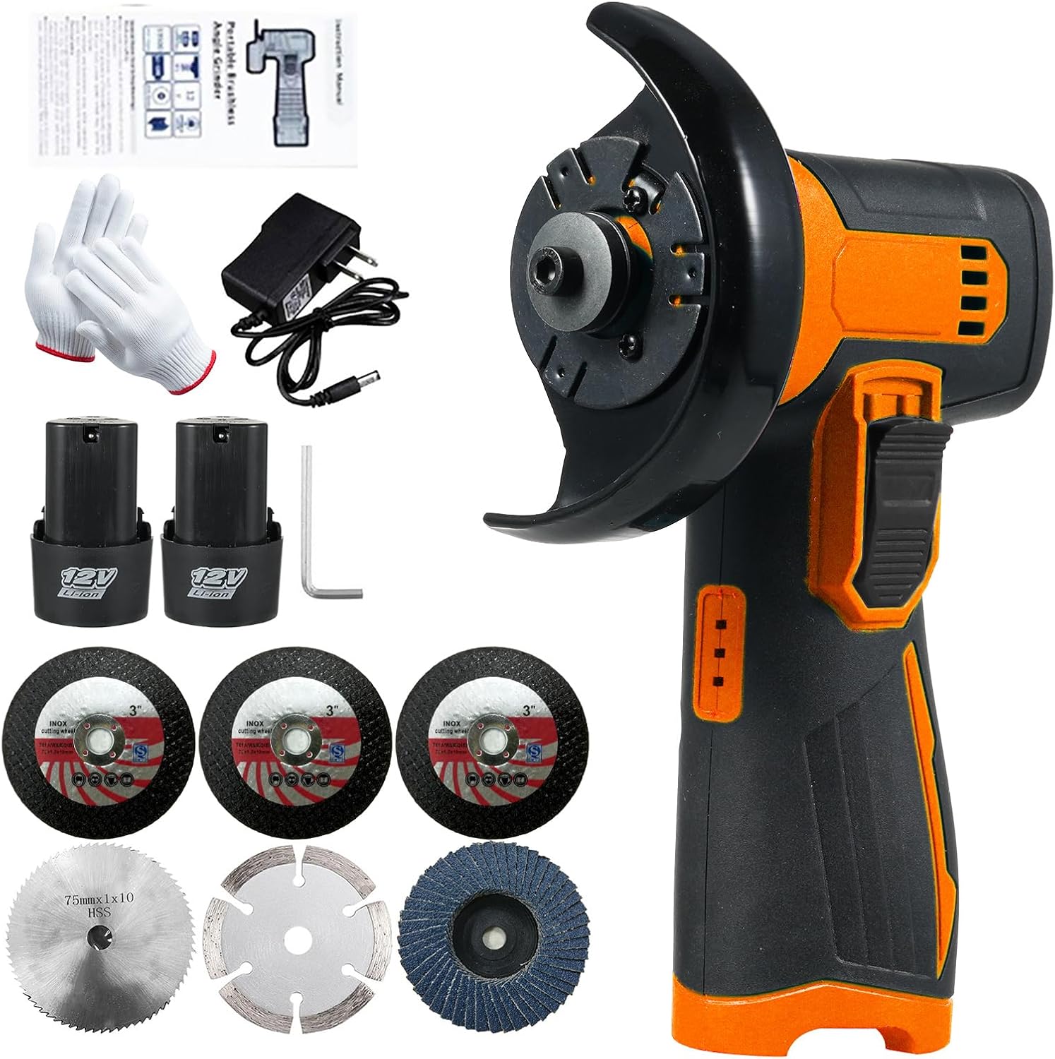 Weytoll 12V Akku-Winkelschleifer-Set mit Bürstenantrieb – Benutzerhandbuch