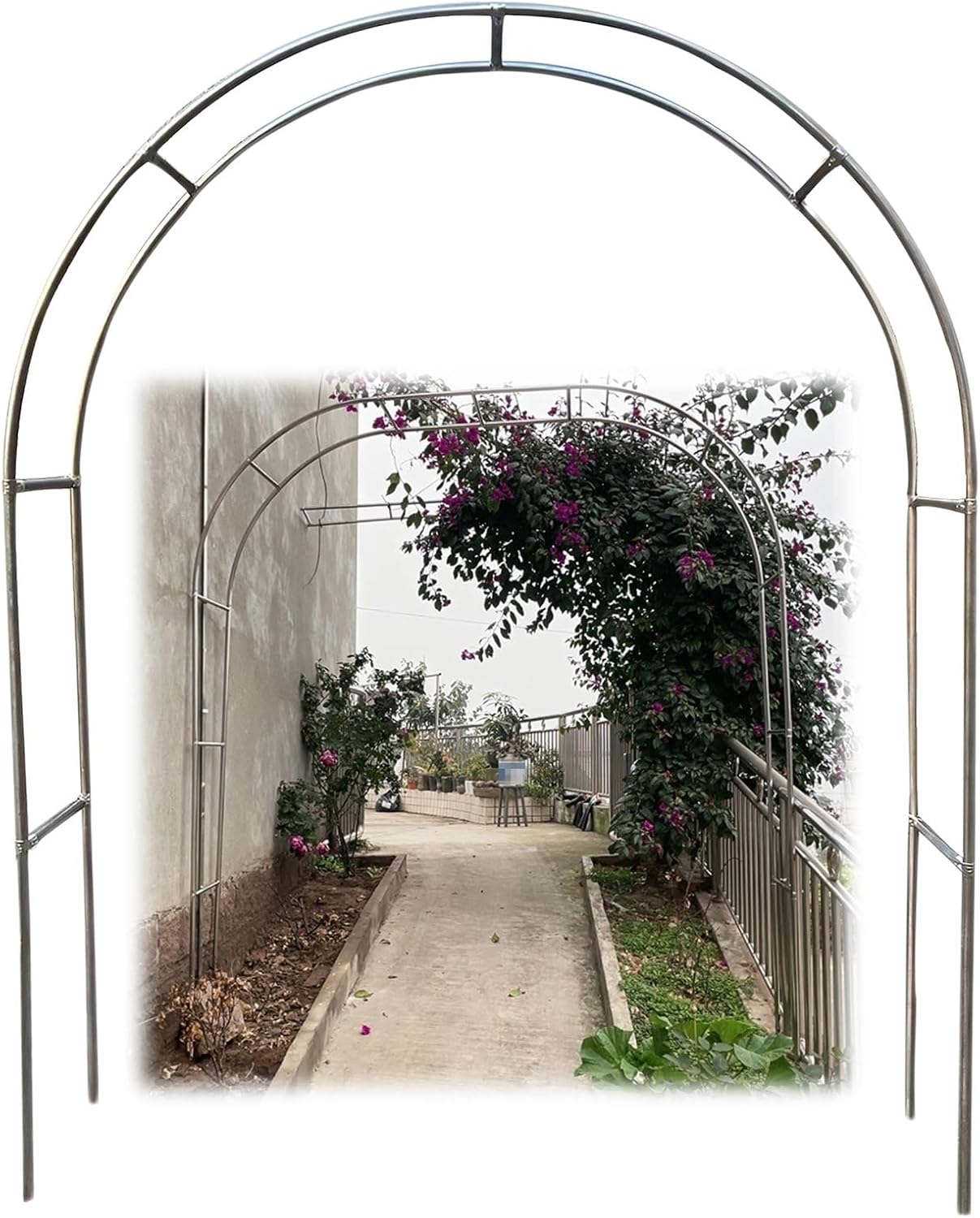 Amazon.com : Stainless Steel Garden Arch with Base, Garden Arbor ...