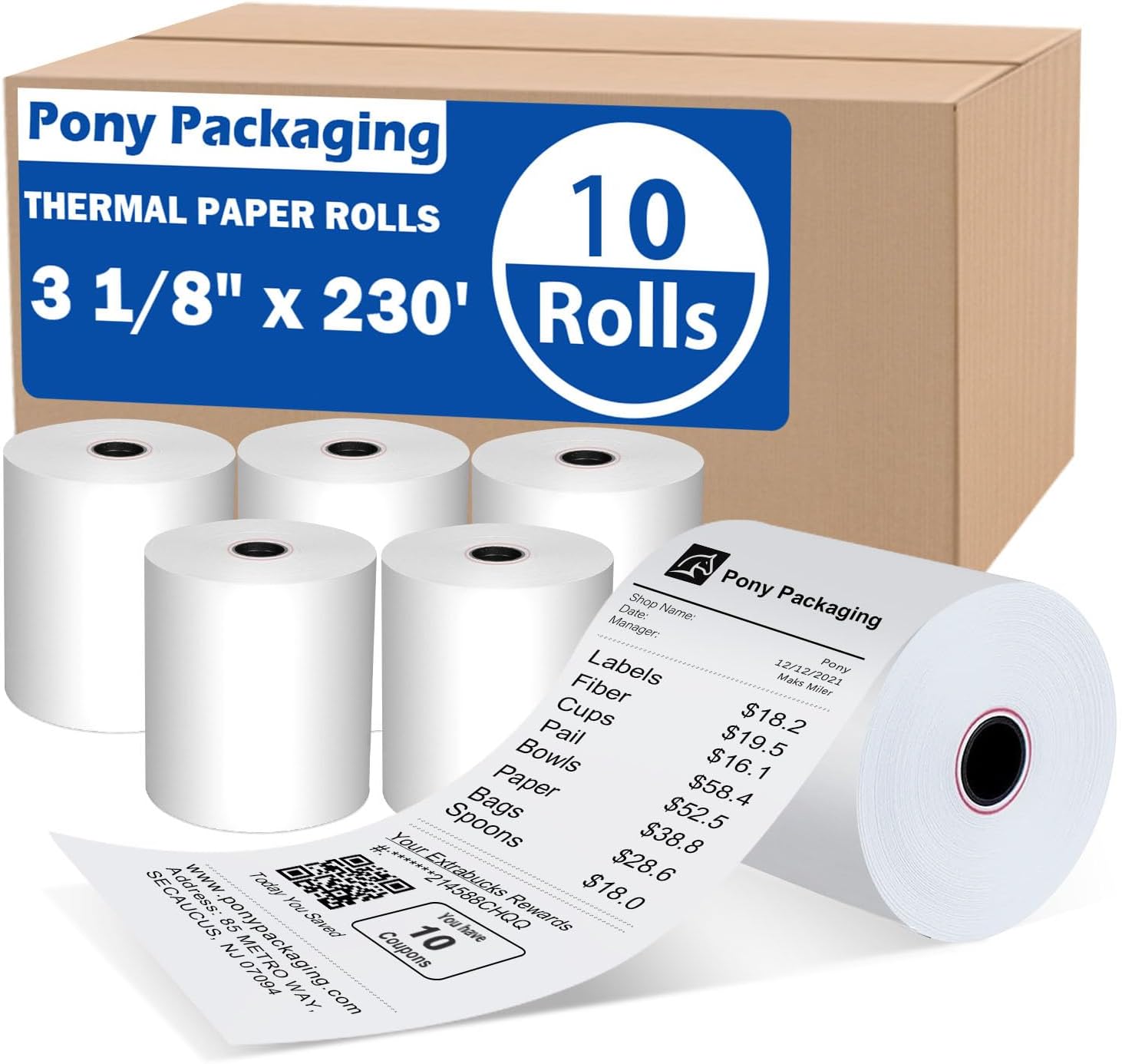 Amazon.com : 50 Rolls, GOLDEN WIND Thermal Paper Receipt Roll, 3 1/8" x ...