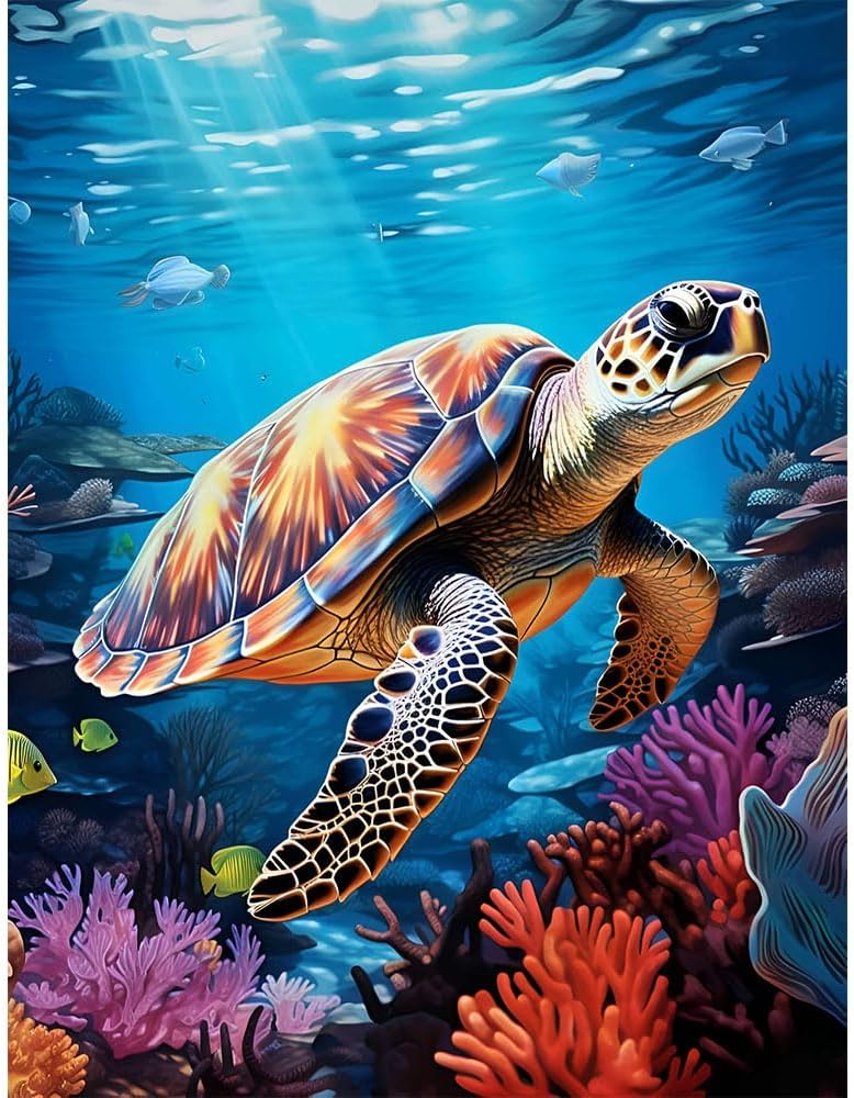 Amazon.com: Stamped Cross Stitch Kits - Turtle Counted Cross Stitch ...