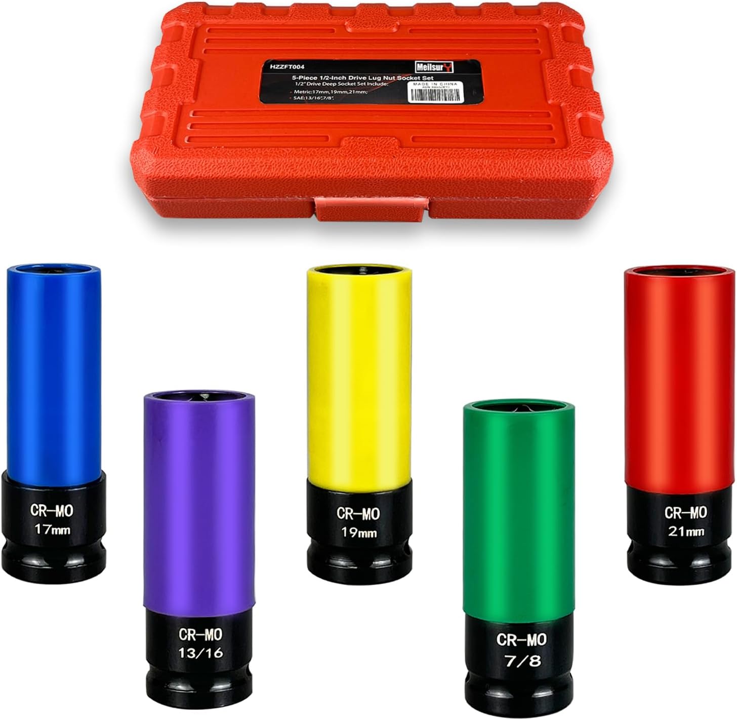 MeilsurY 5-Piece 1/2" Drive Wheel Protector Impact Socket Set, Non ...