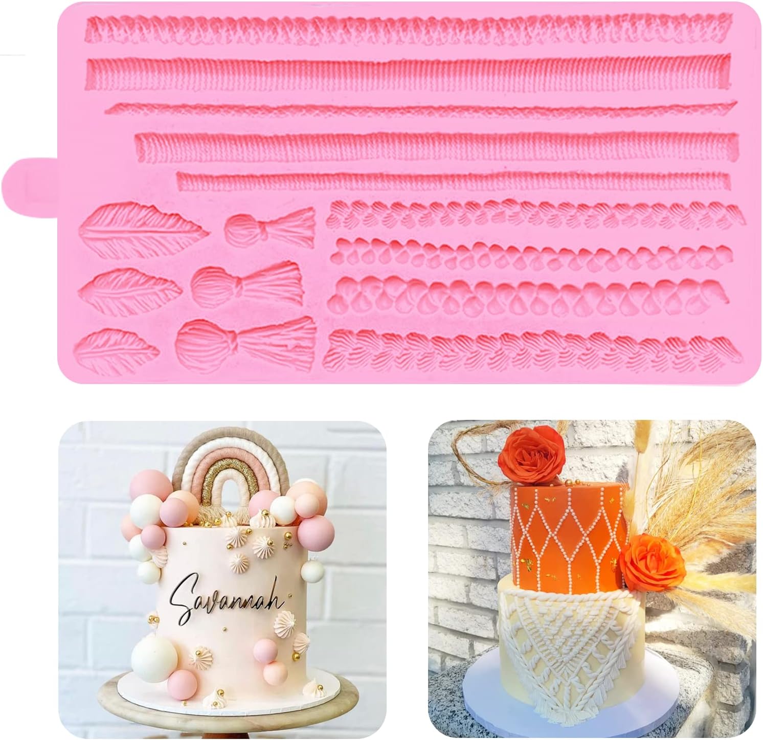 Amazon.com: Hemp Rope Fondant Mold, Silicone Macrame Molds for Fondant ...