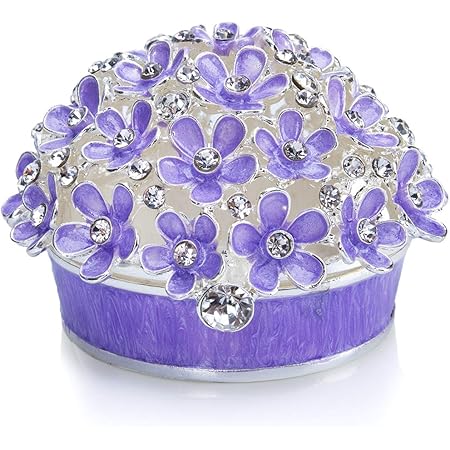 Amazon.com: Hinged Trinket Boxes Crystal Jeweled Enameled Purple Forget ...