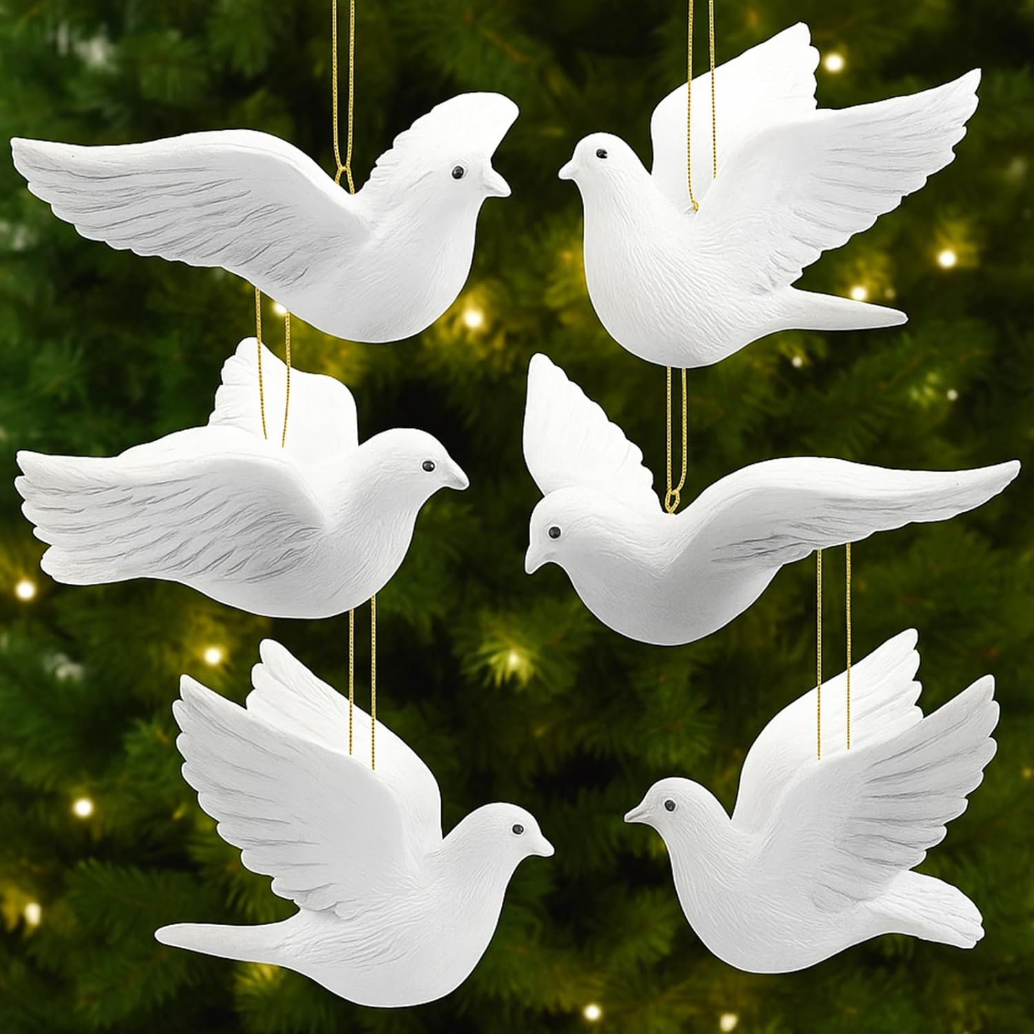 Amazon.com: Pinkunn 6pcs Christmas Dove Ornaments Artificial White ...