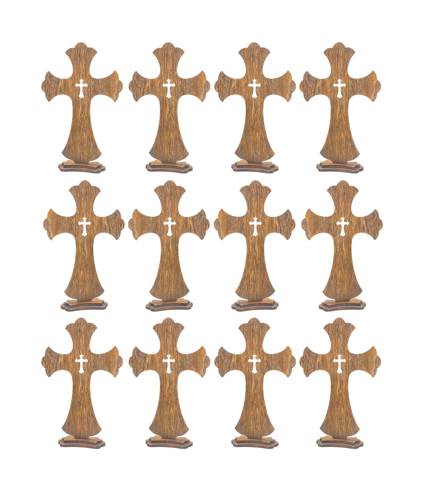 Amazon.com: 12 Inch 12 Pack Brown Wood Crosses Torched Wooden Tabletop ...