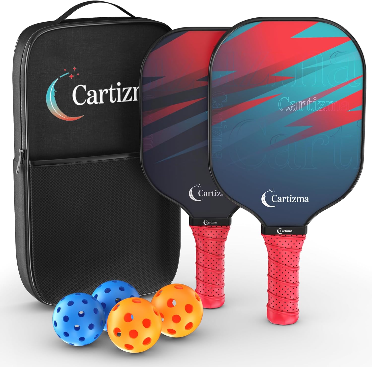Cartizma Pickleball Paddles Set - Includes 2 Rackets, 4 Balls, Racket ...