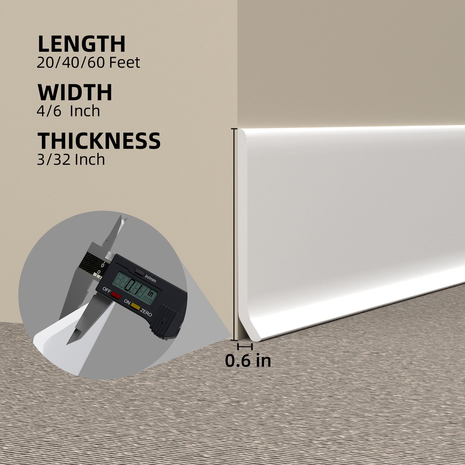Snapklik.com : Flexible Baseboard Molding Trim, 6 Inch Self-Adhesive ...