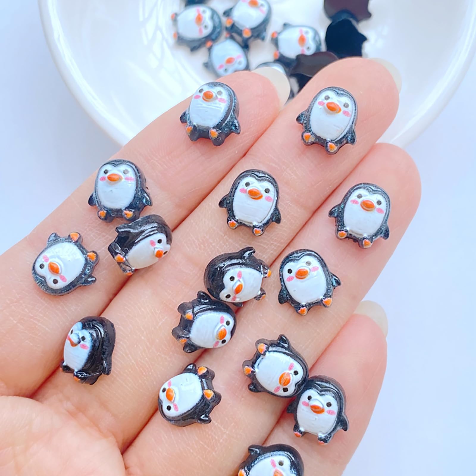 50PCS Penguin Resin Mini Figurine Mini Resin Charm Penguin DIY Penguin ...