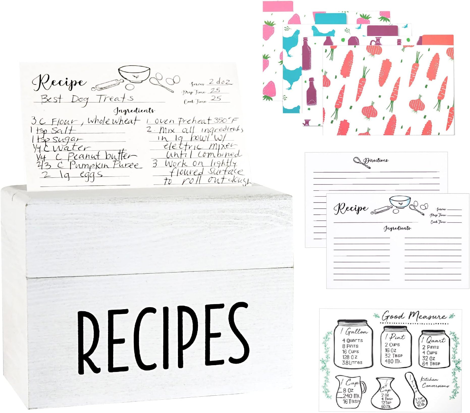 Amazon.com: Recipe Box With Cards And Dividers | Sage Green Recipe ...