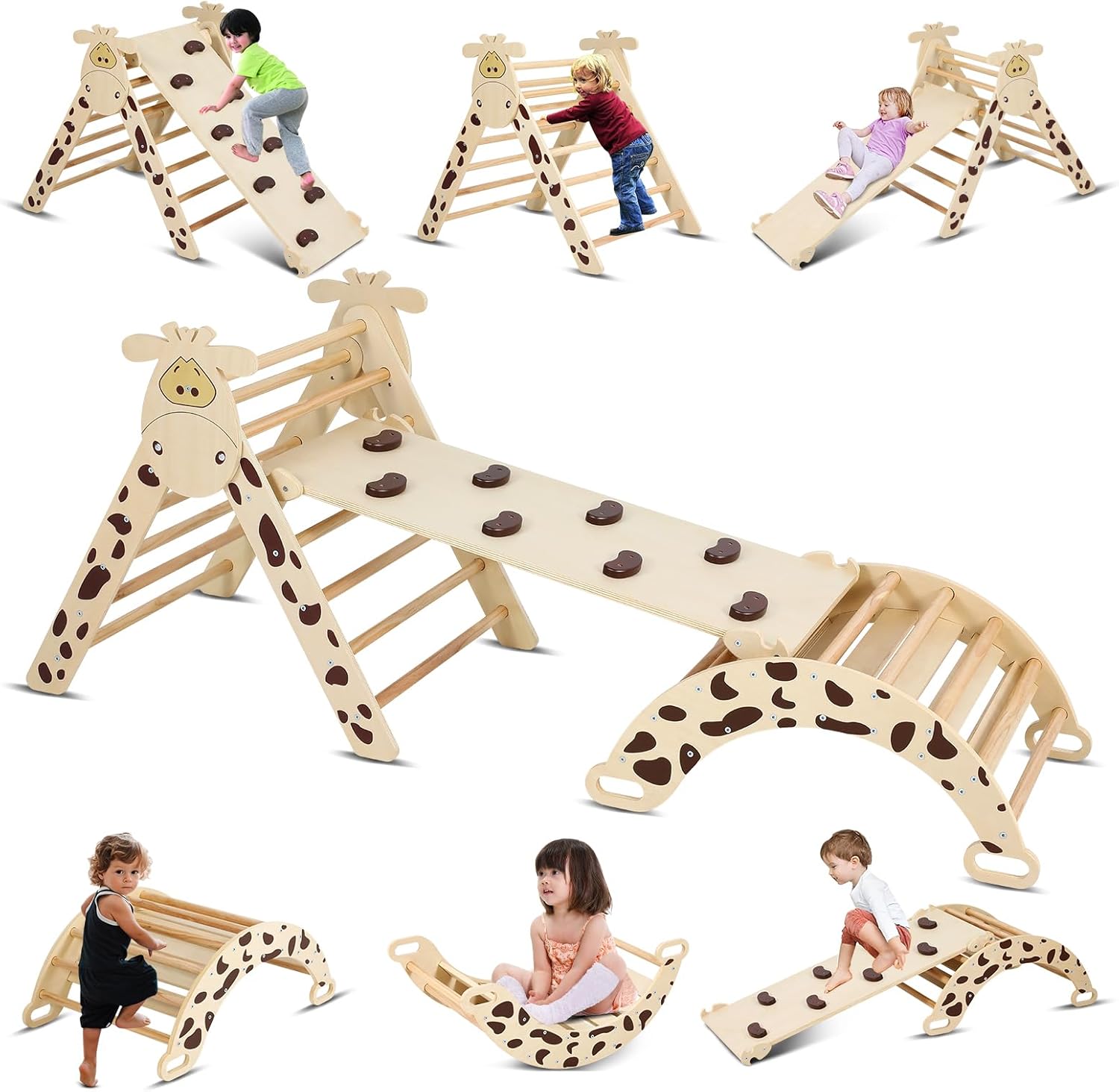 Amazon.com: Pikler Triangle Set Natural Pikler Climbing Set, Montessori ...