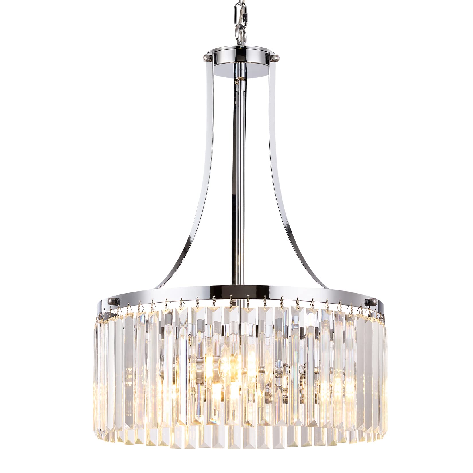 MICSIU 3 Light Crystal Chandelier Light, 17 Inch Round Pendant Lights ...