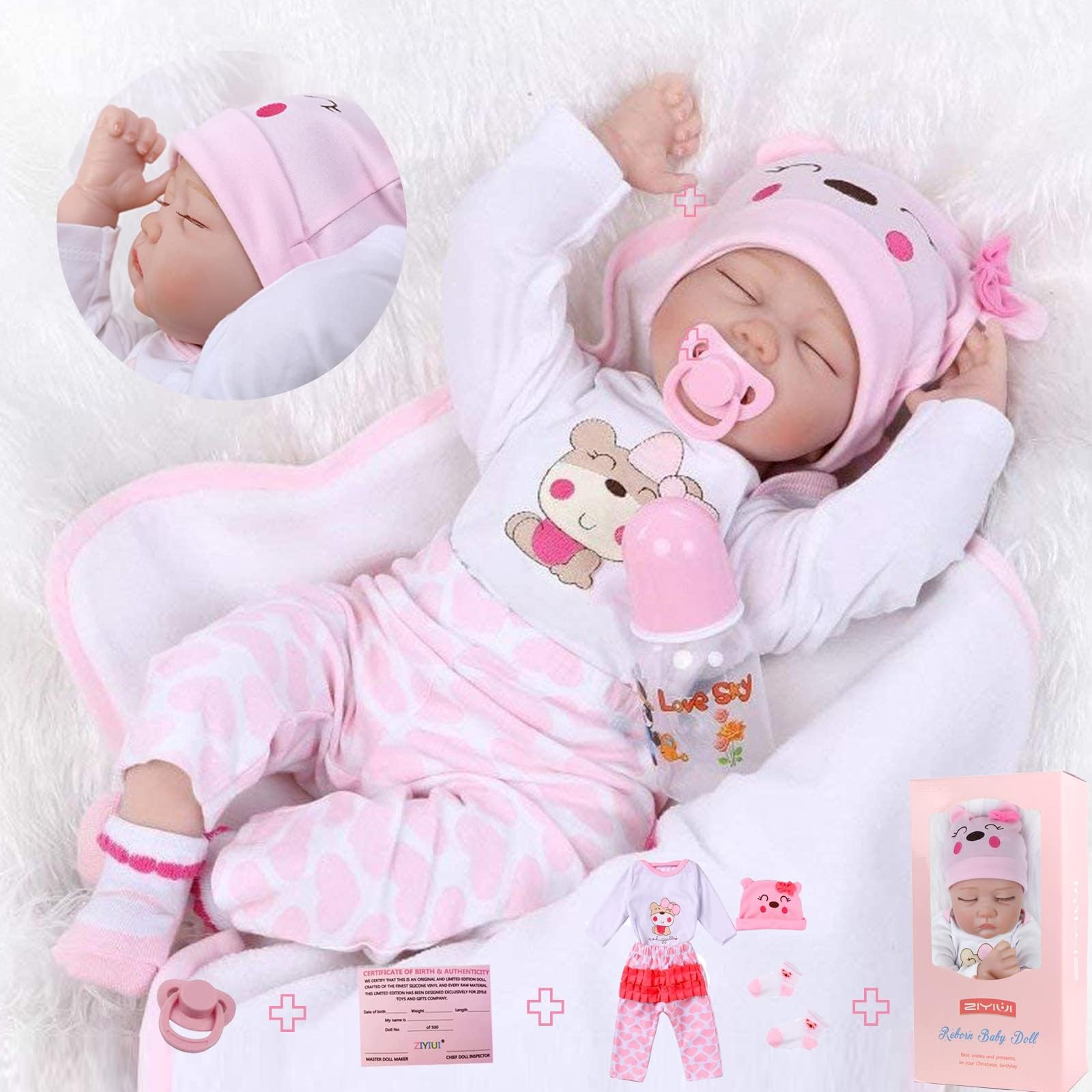 ZIYIUI Reborn Dolls 22 Inch 55cm Realistic Reborn Baby Vinyl Soft ...