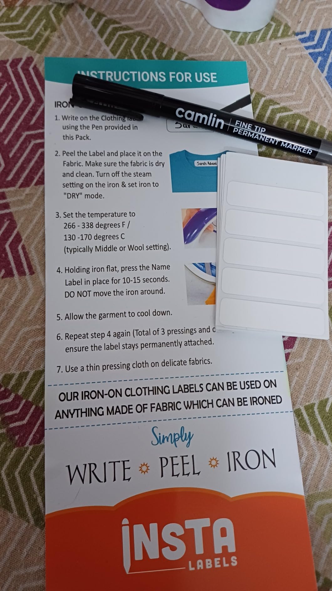 Insta Labels Iron on Name Labels for Clothing | Easy to use Writeable ...