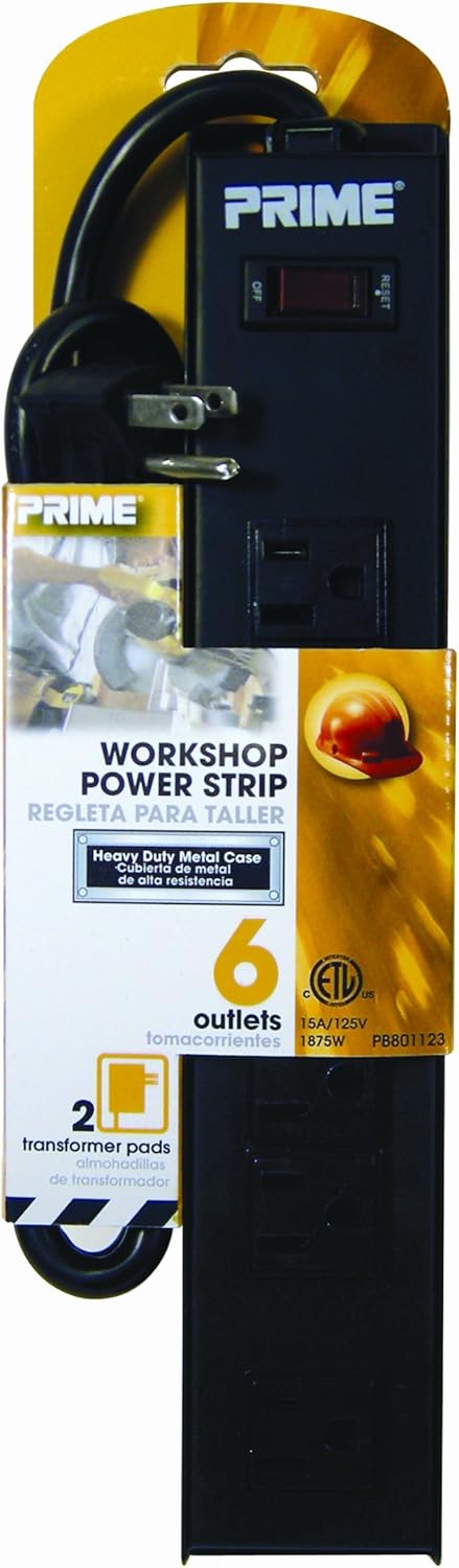 Amazon.com: Prime Wire PB801123 6-Outlet Metal Power Strip with 14-3 ...