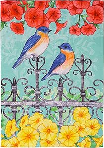 Amazon.com: Evergreen Flag Two Birds in Spring Suede Garden Flag 12x18 ...