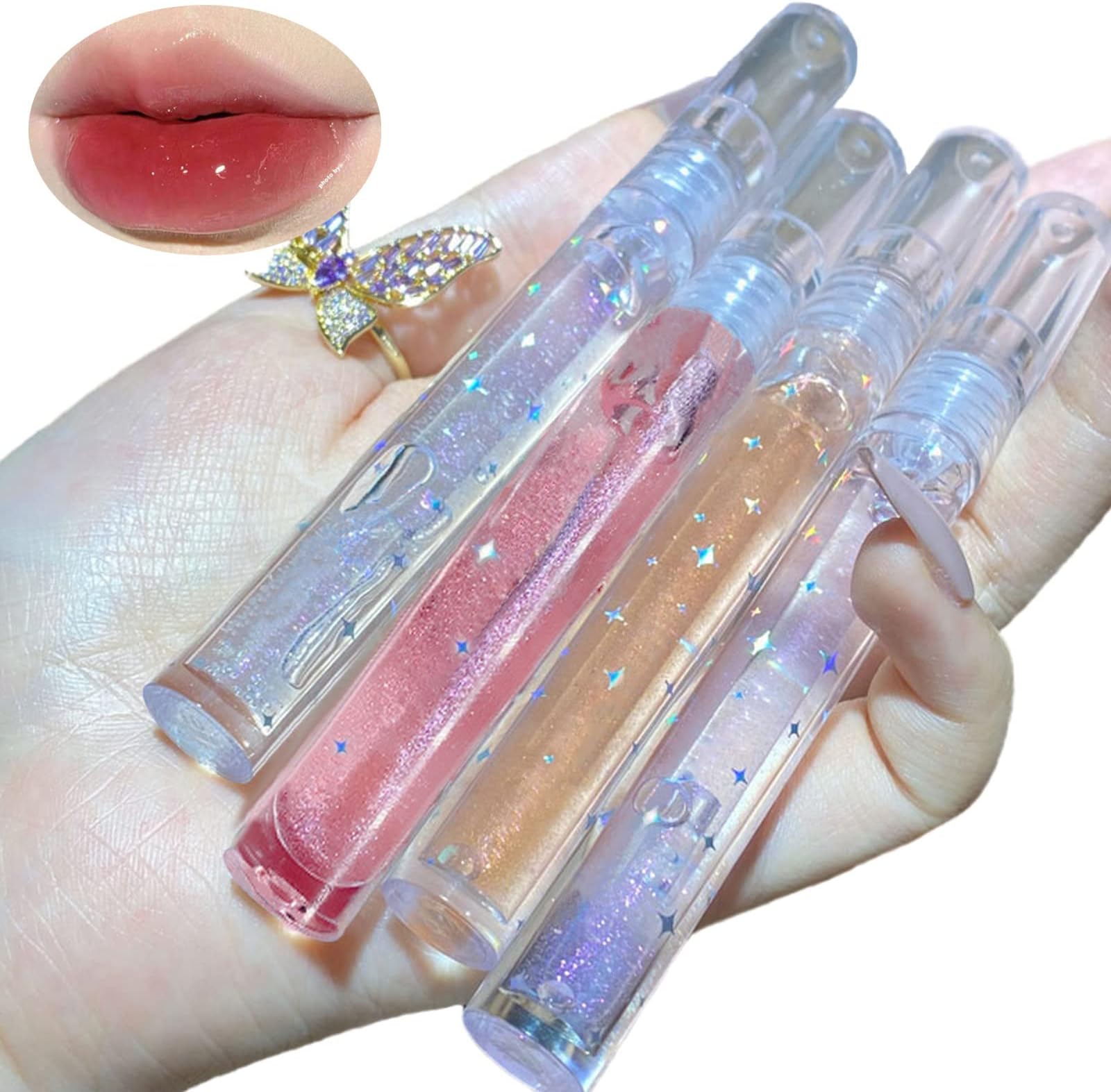 Amazon.com : Natural Hydrating Shimmery Lip gloss set, Waterproof Long ...