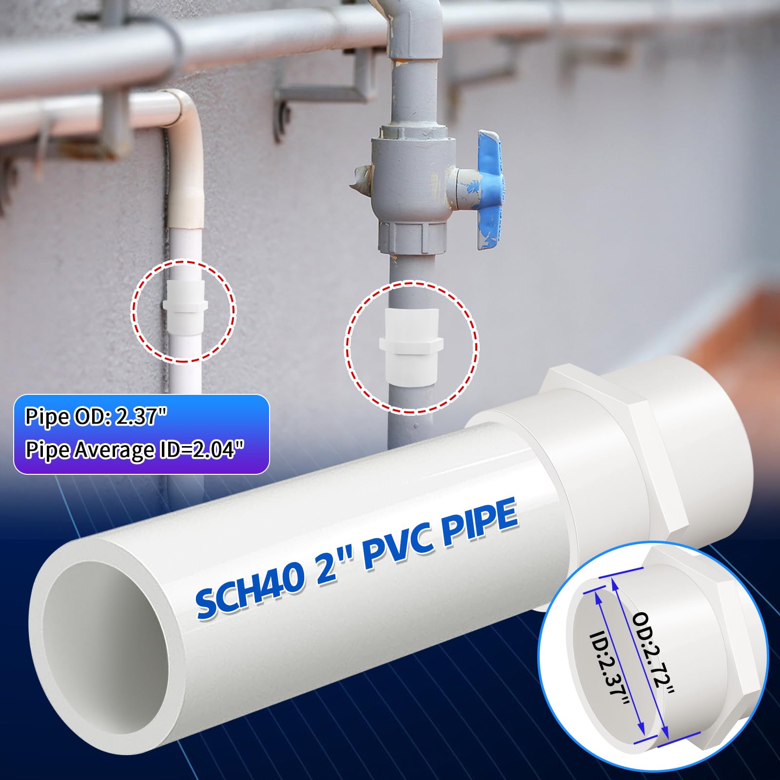 Snapklik.com : 5Pcs White PVC Pipe Fittings, 2inch NPT Female Thread ...