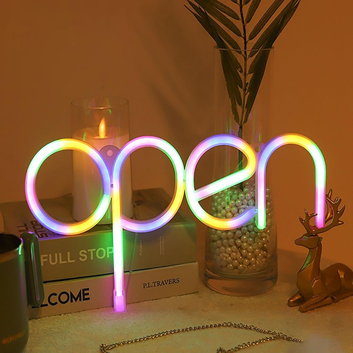 Amazon.com : LED Neon Open Sign, 13.8"x 7.1" Business Hour Sign ...