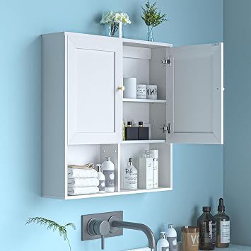 Amazon.com: Azheruol Bathroom Wall Cabinet, Medicine Cabinet with 2 ...
