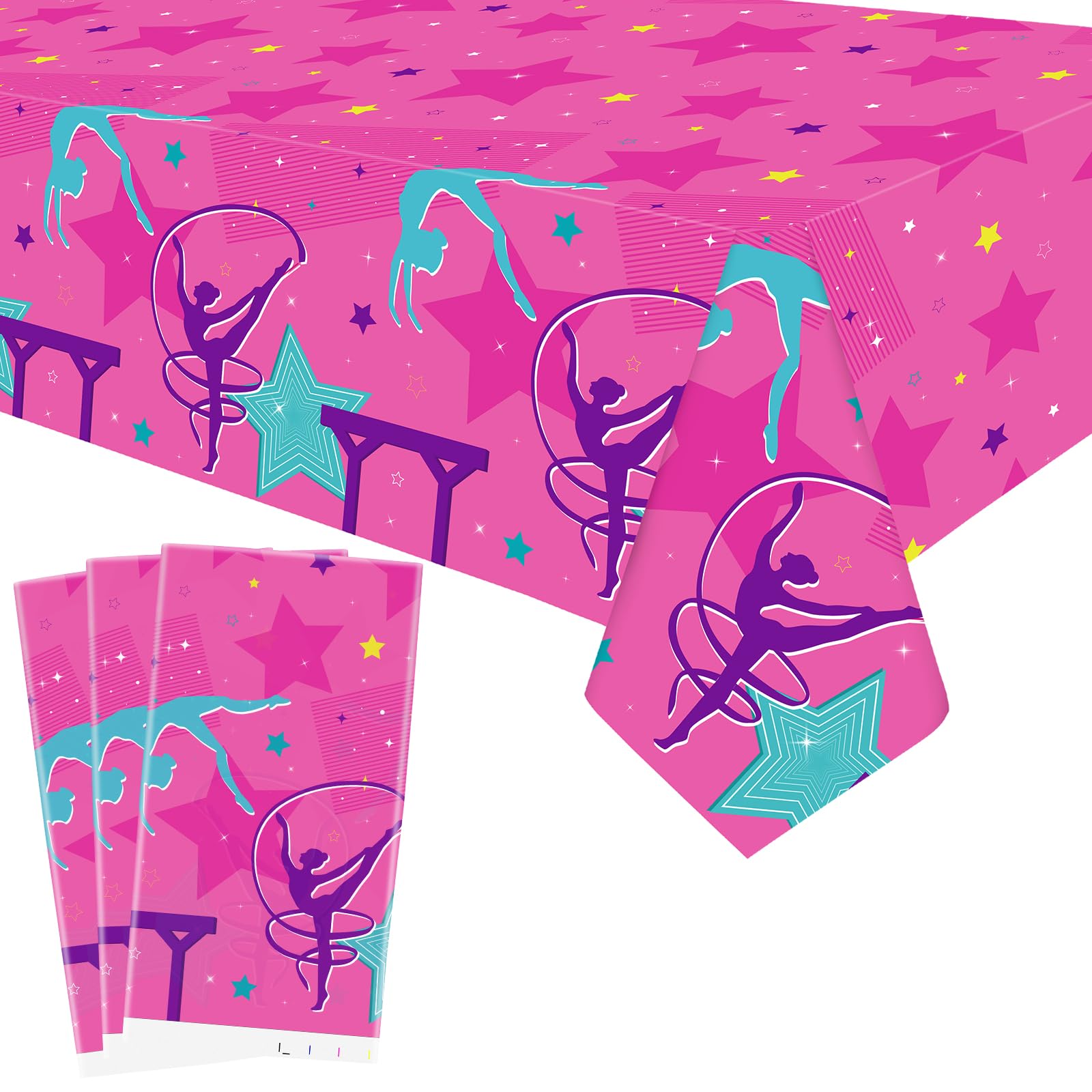 Amazon.com: 3 Pieces Gymnastics Birthday Party Tablecloth Decorations ...