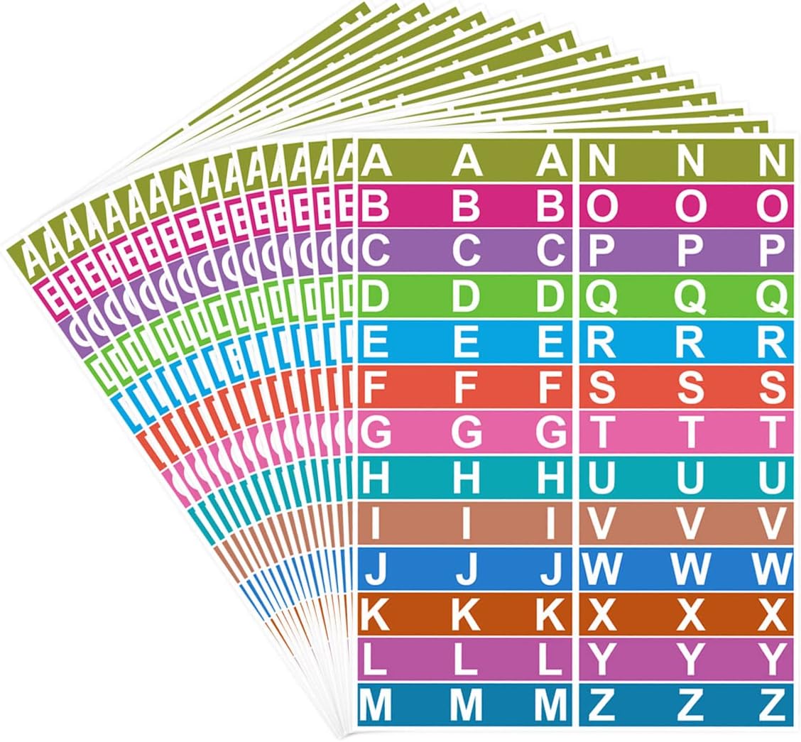 Amazon.com : Alphabet Book Spine Labels, Adhesive Alphabet Index File ...