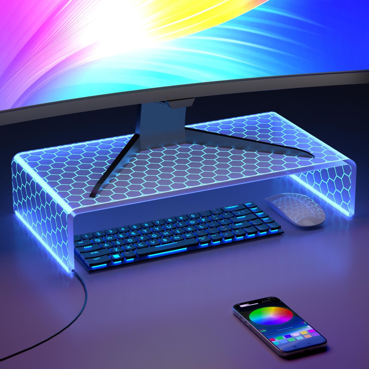 Amazon.com: Acrylic Computer Monitor Stand Riser - Gaming Monitor Stand ...