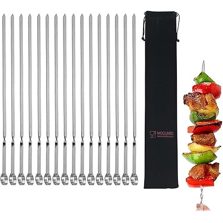 Amazon.com : Kabob Skewers, 16.8" Metal Kebab Skewers Flat Long ...