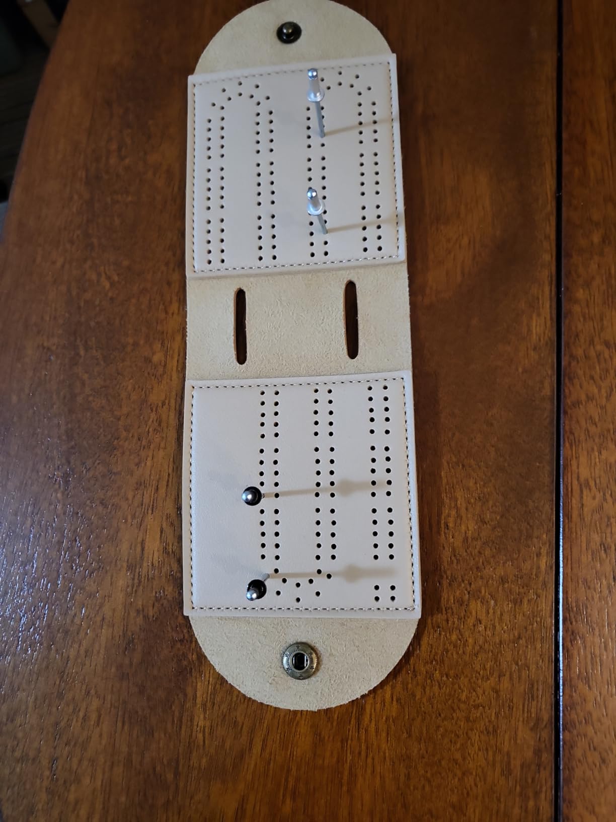 Portable Cribbage Board Game Set, Foldable Leather Travel Cribbage ...