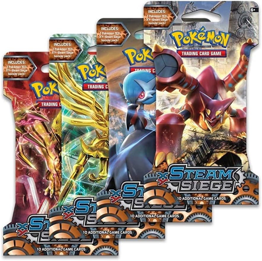 Amazon.com: Pokemon Trading Card Game, 4 Pack Steam Siege Booster Pack ...