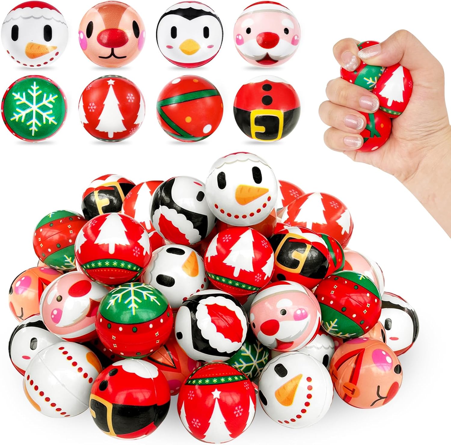 Amazon.com: 40 Pcs Christmas Stress Balls,Foam Christmas Squeeze Ball ...