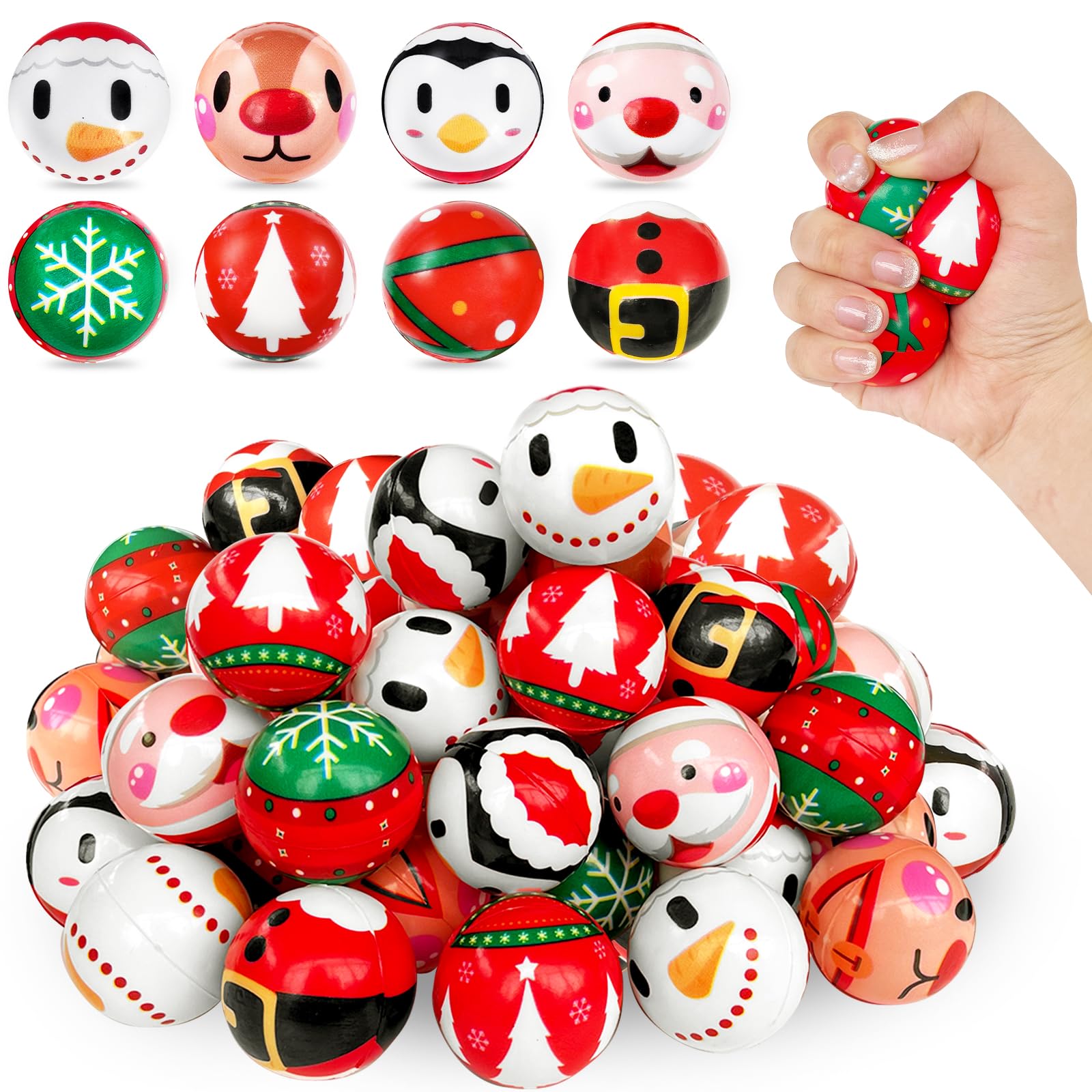 Amazon.com: 40 Pcs Christmas Stress Balls,Foam Christmas Squeeze Ball ...