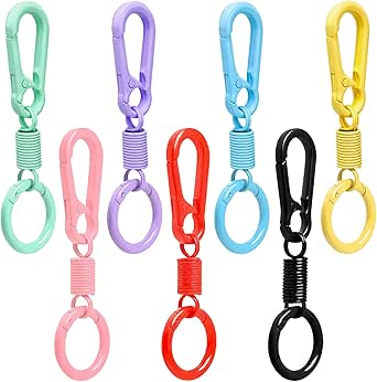 7 PCS Keychain Clips, Metal Keychain with O Rings, Small Carabiner Clip ...