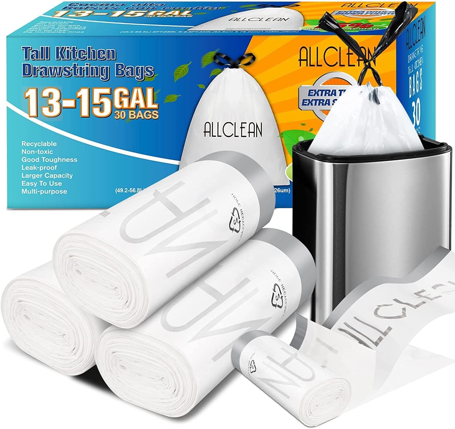 Amazon.com: 15 Gallon Light Duty Wastebasket Trash Bags (100, 15 Gallon ...