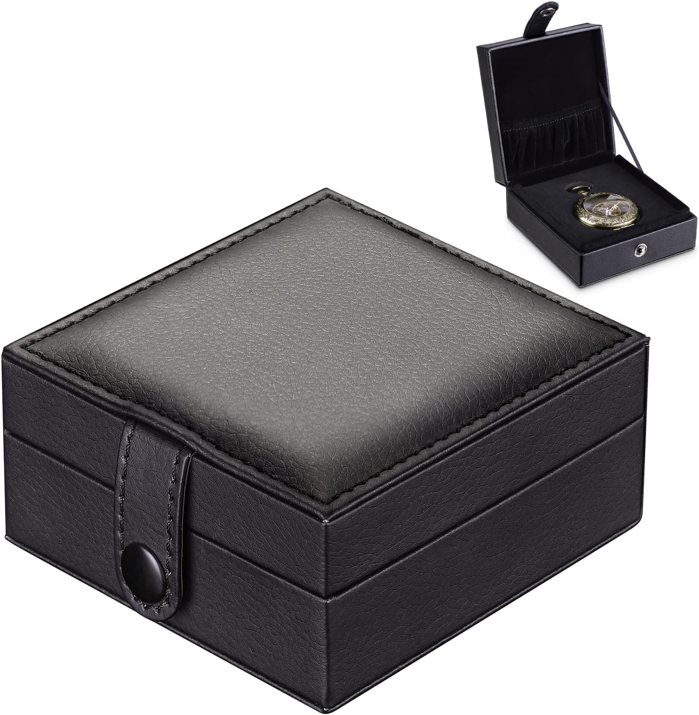 Amazon.com: TREEWETO Luxury PU Leather Pocket Watch Box Display Storage ...