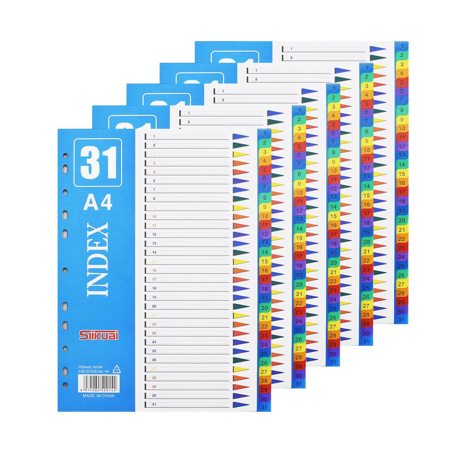 XHDA 1-31 Part Dividers A4, 5Pack Plastic A4 File Dividers for Ring ...