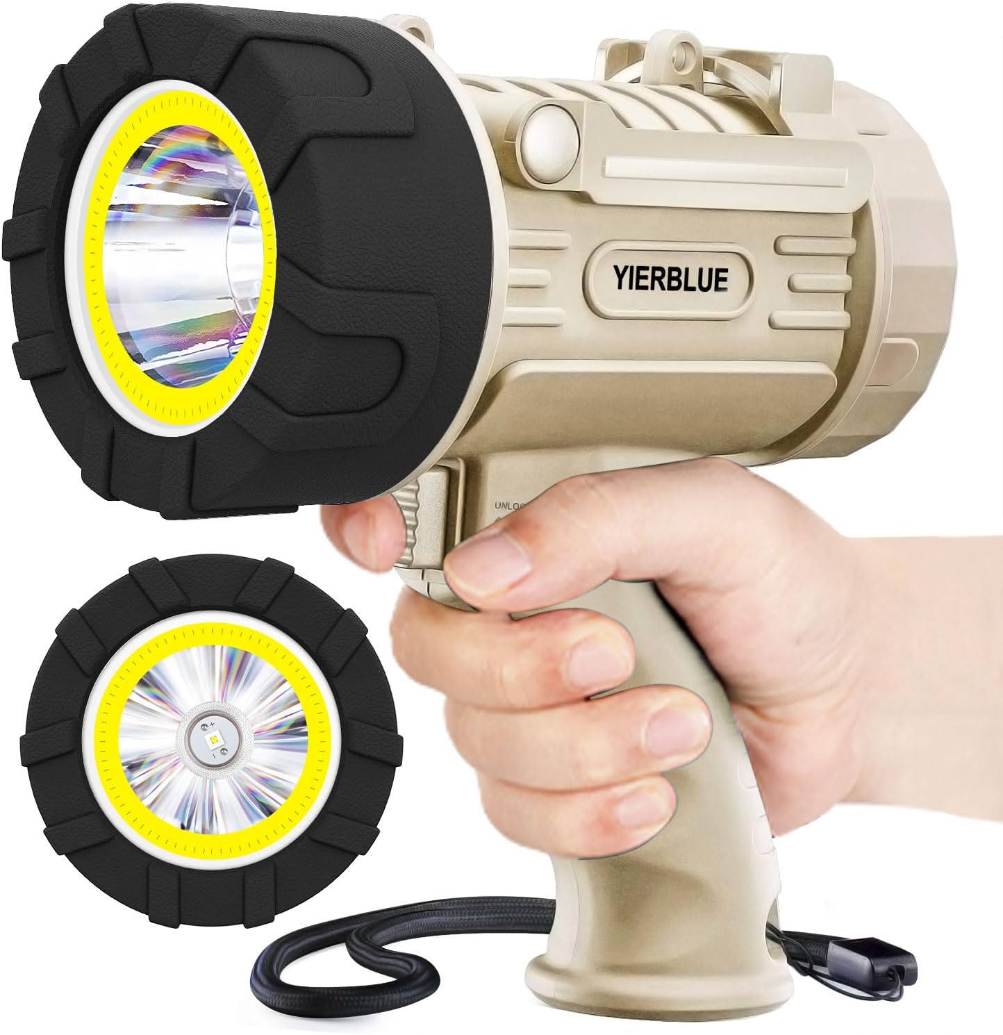 YIERBLUE Rechargeable Spotlight Floodlight Combo 1000,000 Lumen LED ...